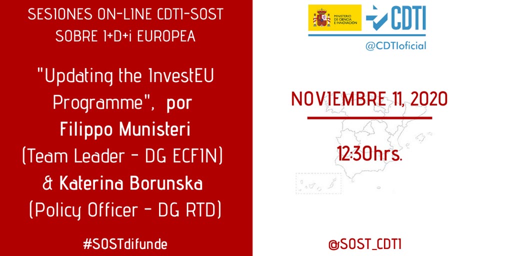 La oficina SOST del CDTI aborda el Programa InvestEU en una nueva jornada de su ciclo de ...